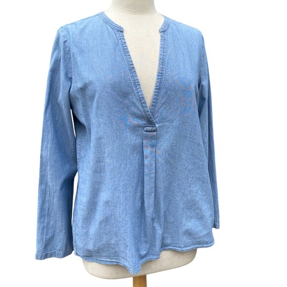Theory | Tops | Theory Ofeliah Cotton Chambray Split Back Button Down ...